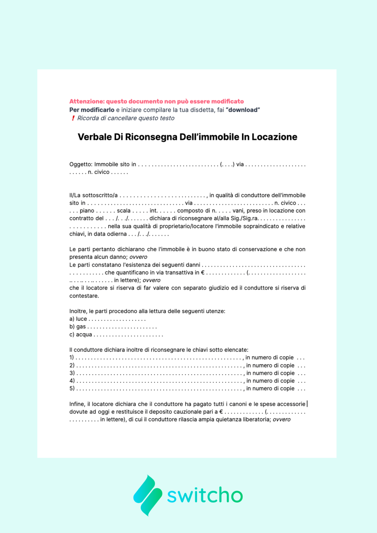 Verbale Riconsegna Chiavi dell'Immobile: Esempio e Consigli