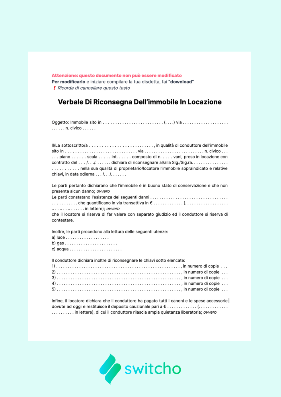 Verbale Riconsegna Chiavi dell'Immobile: Esempio e Consigli