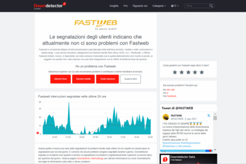 Fastweb Down Oggi? I problemi di rete Fissa e Mobile - Switcho